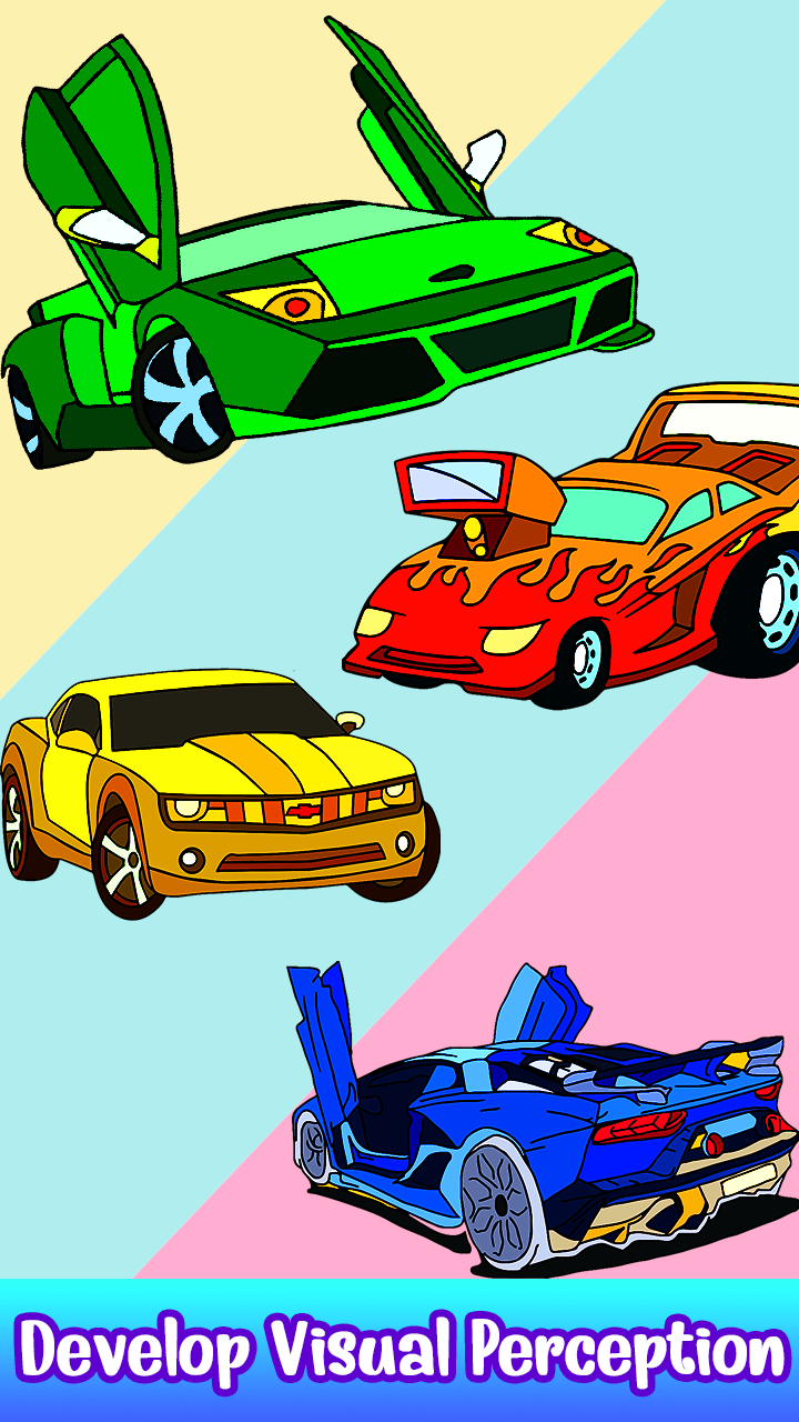 Super Cars Color by Number - Glitter, Crayon Pages Coloring Game - App ...