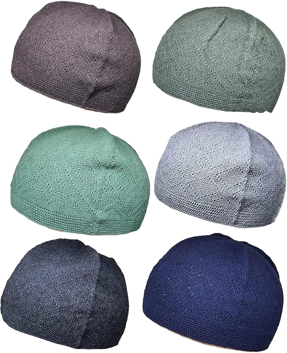 Pack 6 Colors Muslim Beanie Prayer Cap Amn-334 Islam Kufi Hat Knit ...