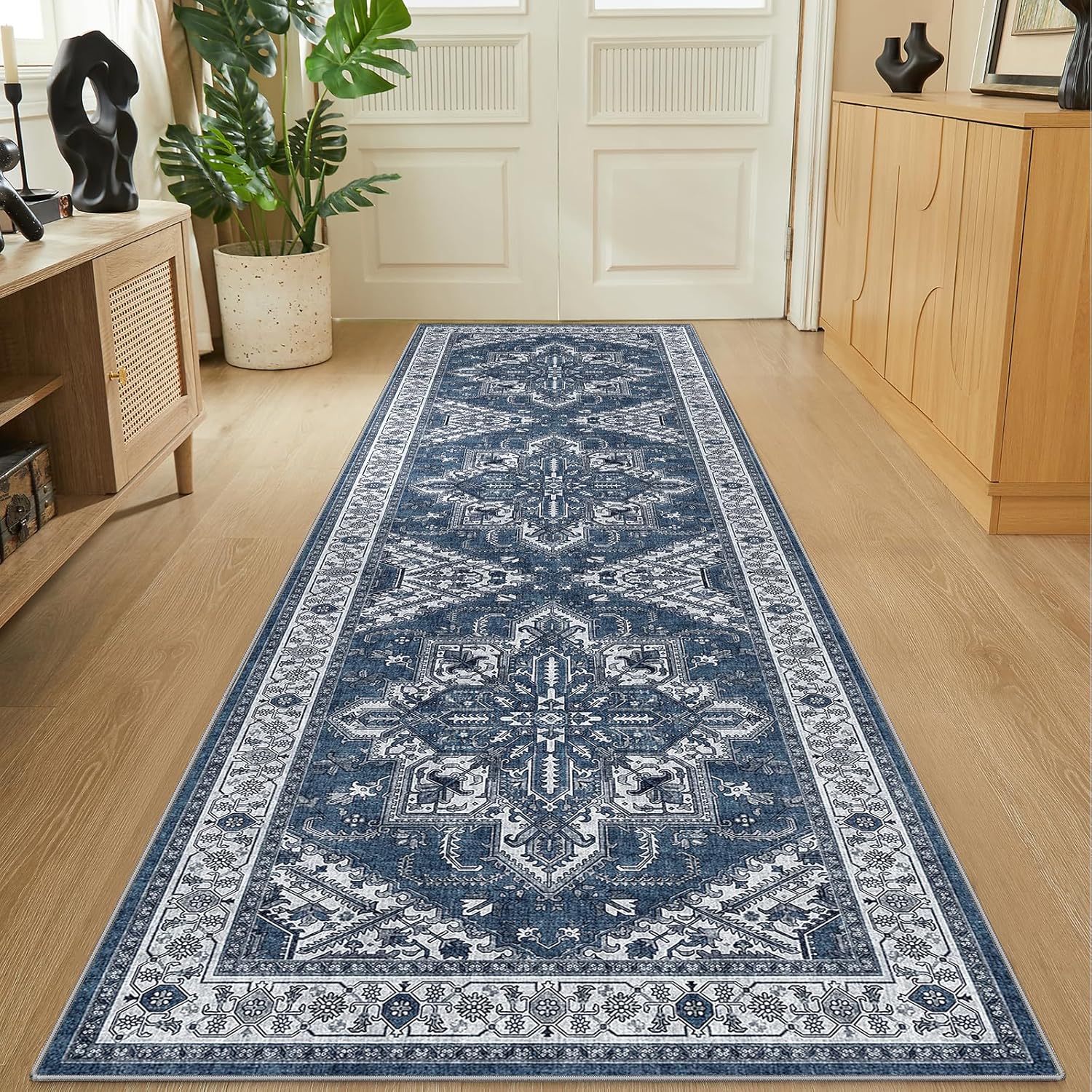 Amazon.com: WITSHOCK Blue Kitchen Runner 3x12: Washable Long Runner Rug ...