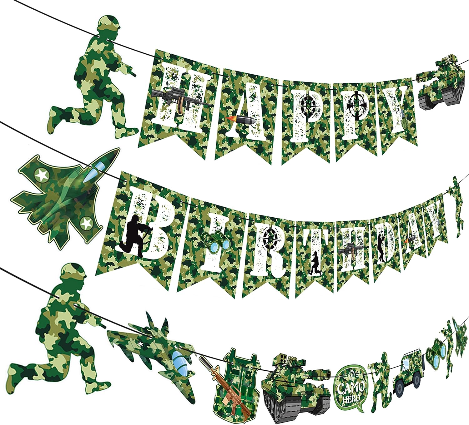 Amazon.com: Army Soldier Birthday Party Banner Camo Hero Party Green ...