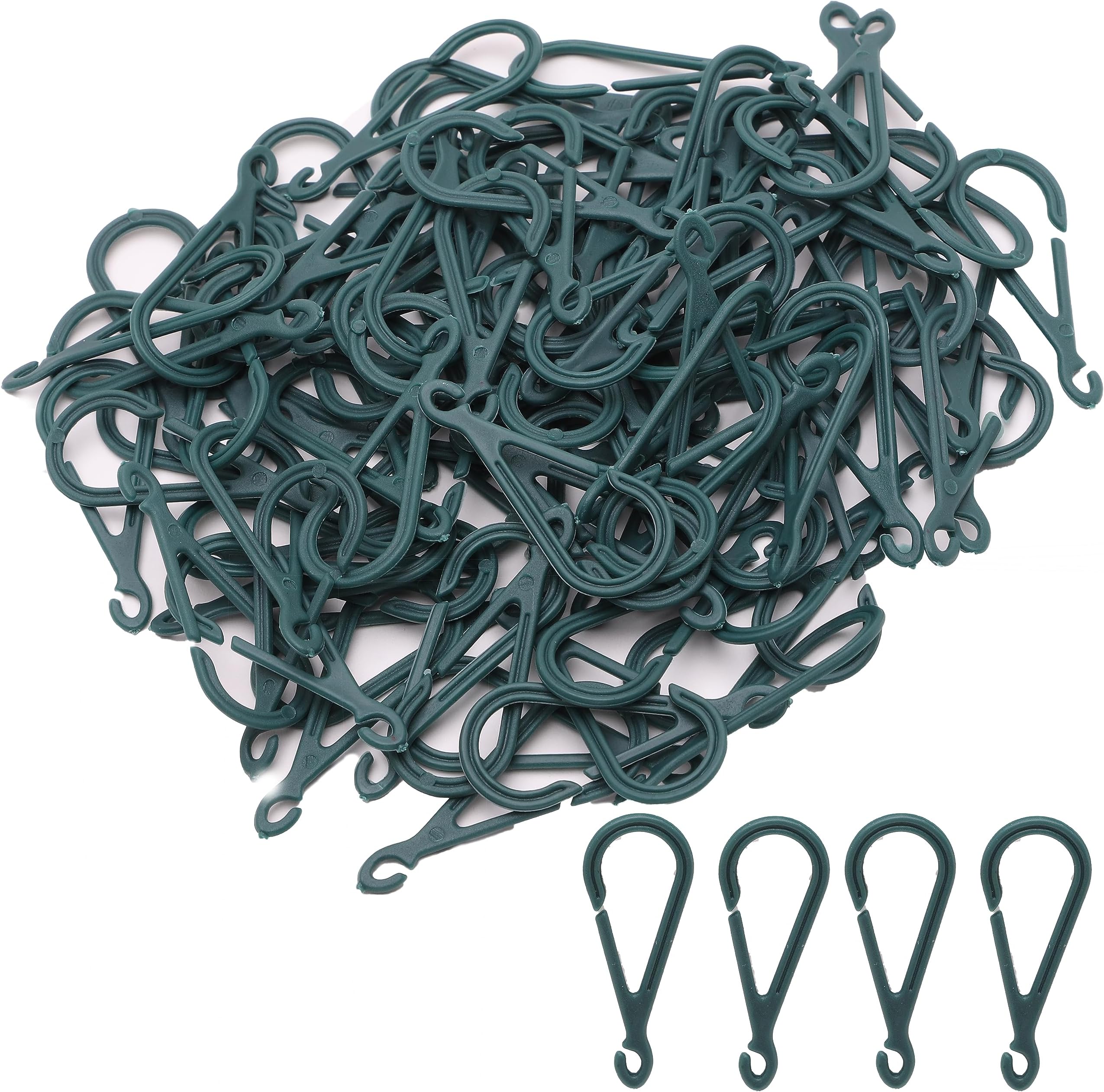 Toyland® Pack Of 100 Christmas Ornament Hooks - Green Plastic Bauble ...