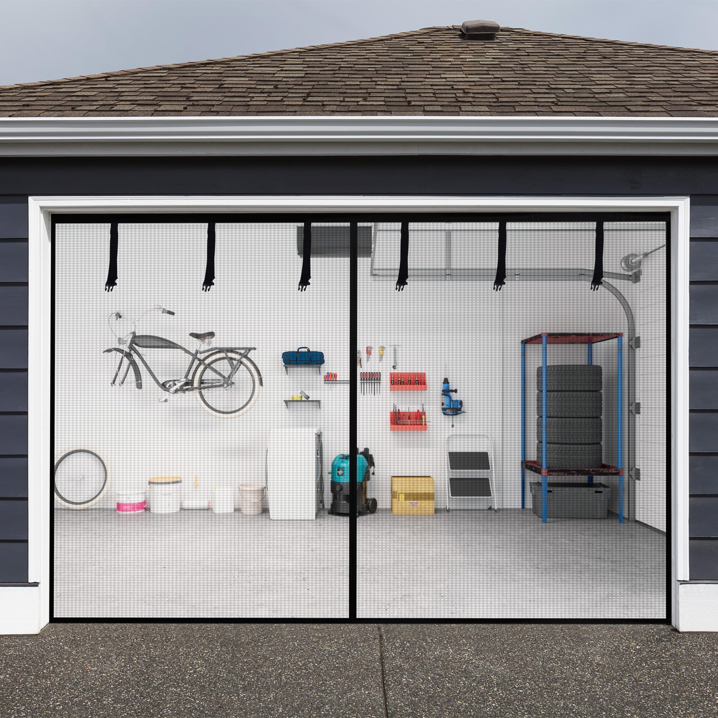 HBlife Garage Screen Doors for 1 Car Garage, 8x7FT Fiberglass Magnetic ...