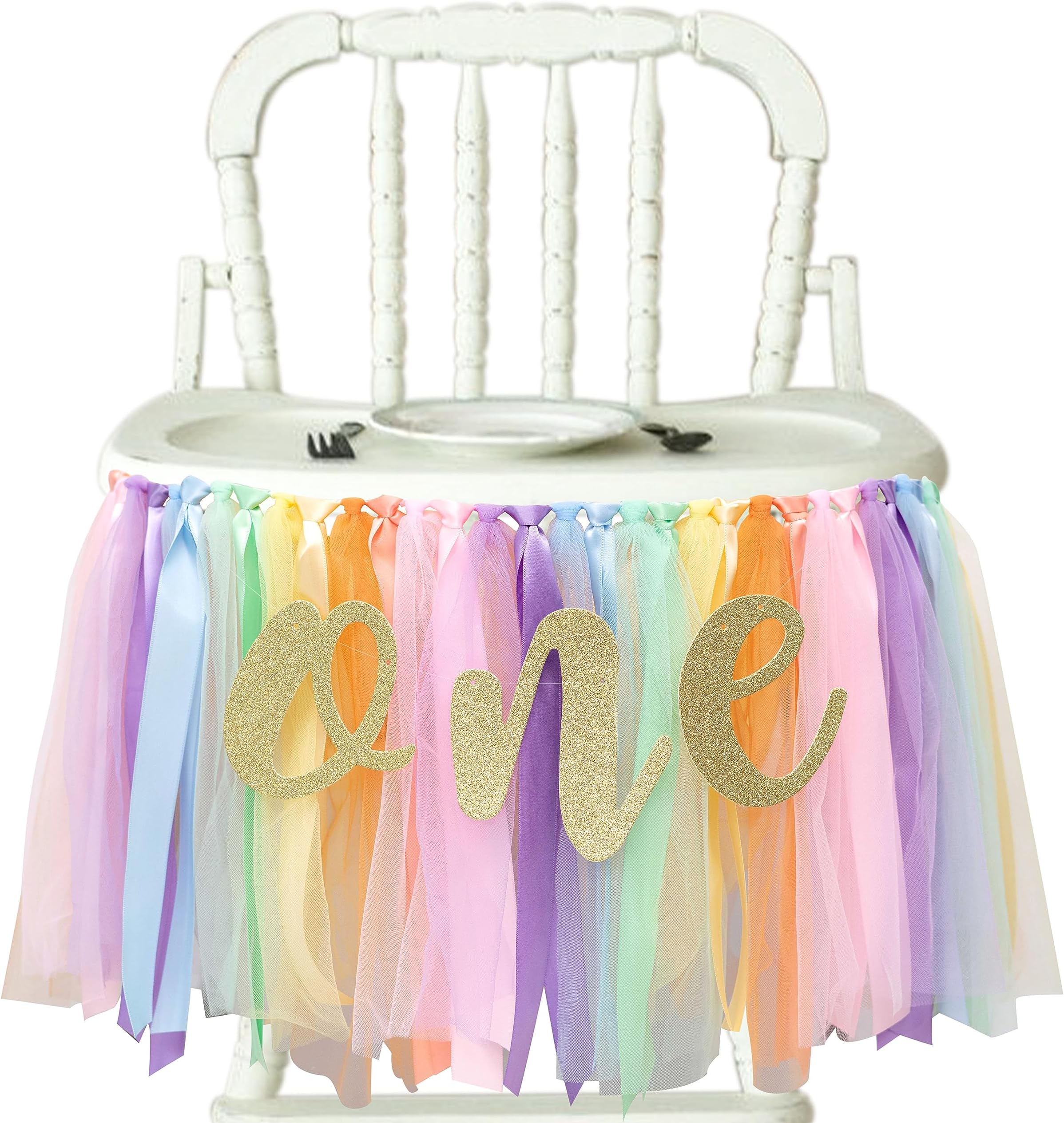 Amazon.com: Pastel Rainbow High Chair Banner for 1st Birthday - Party ...