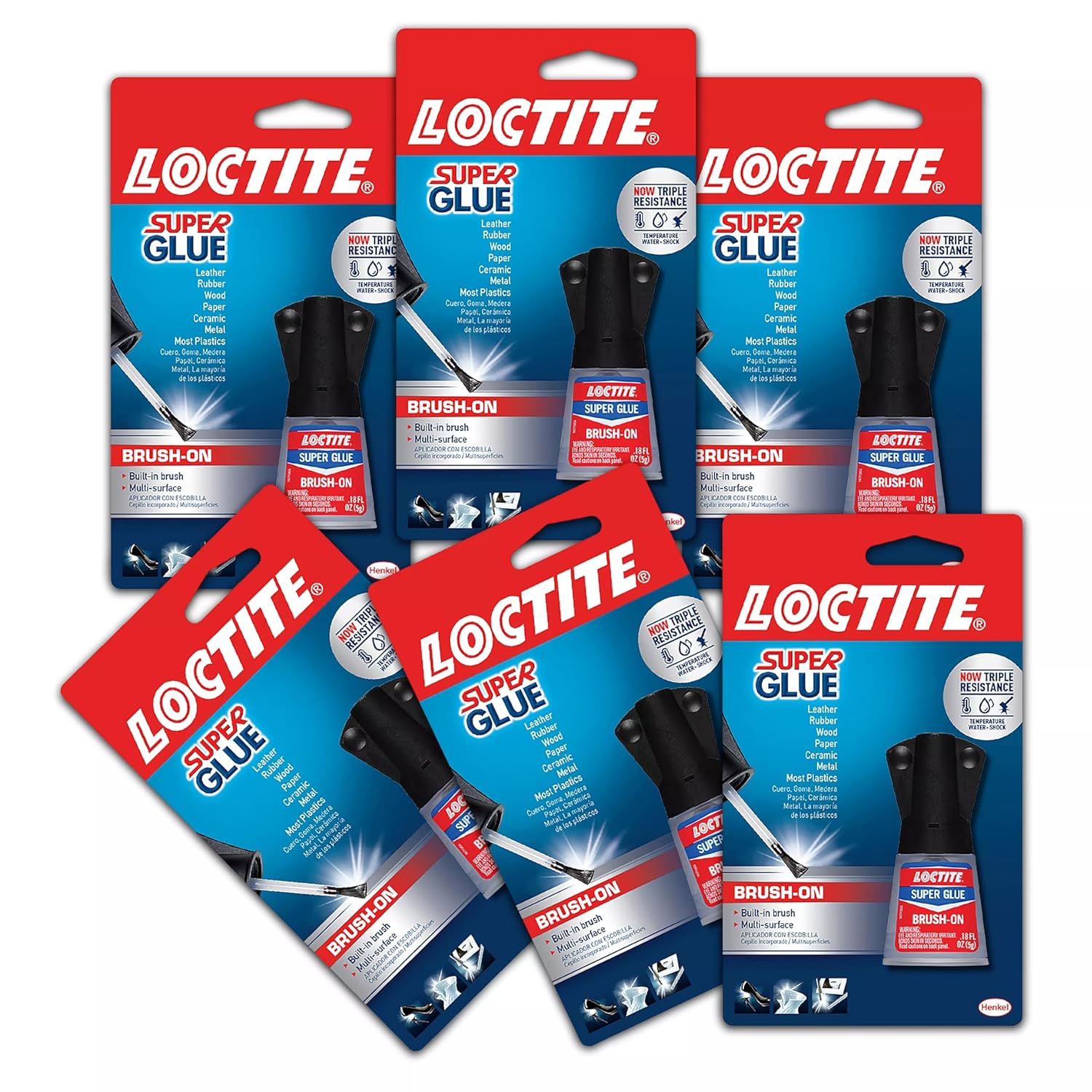 Loctite Super Glue Brush On Bottle, Clear, 0.18 fl oz Bottle, 6 Pack ...