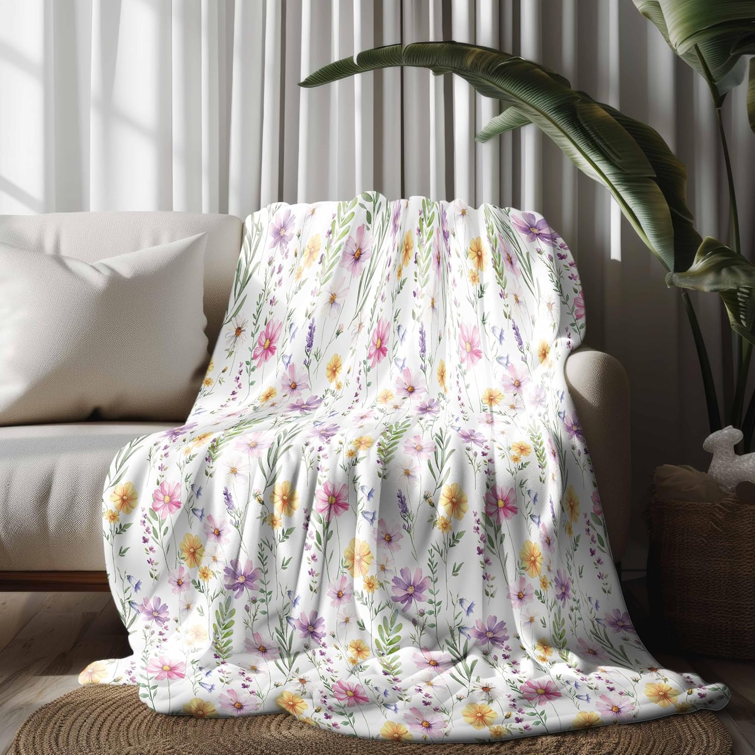 Amazon.com: Horaldaily Spring Flannel Blanket 50x60 Inches Watercolor ...