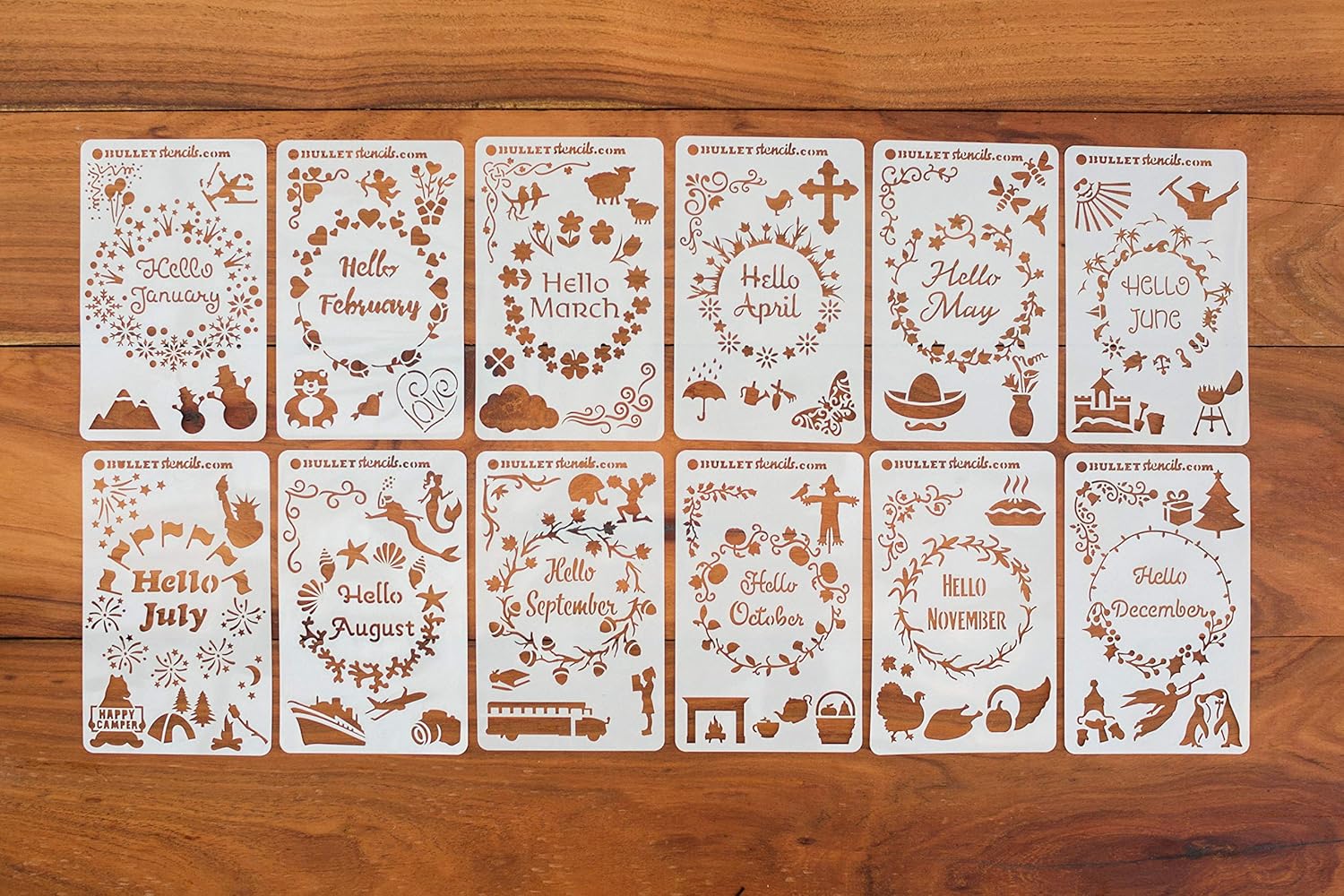 BULLETstencils: Hello Months of The Year Set - 12 Journal Stencils +1 ...
