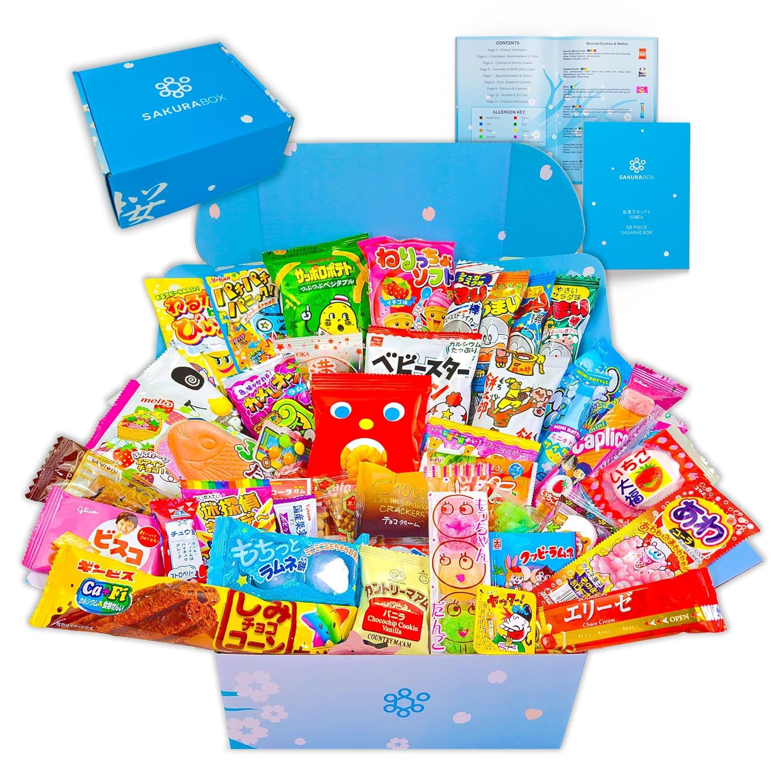 Sakura Box Paquete de bocadillos y dulces japoneses caja de 50 piezas ...