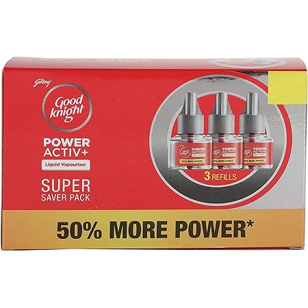 Good Knight Power Activ+ Liquid Refill Cartridge, 45ml (Pack of 3 ...