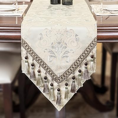 Amazon.com: Grelucgo Large Luxury Thick Lined Damask Table Runners with ...