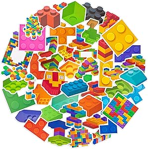Amazon.com: Haooryx 100PCS Building Block Stickers for Kids, Bricks ...