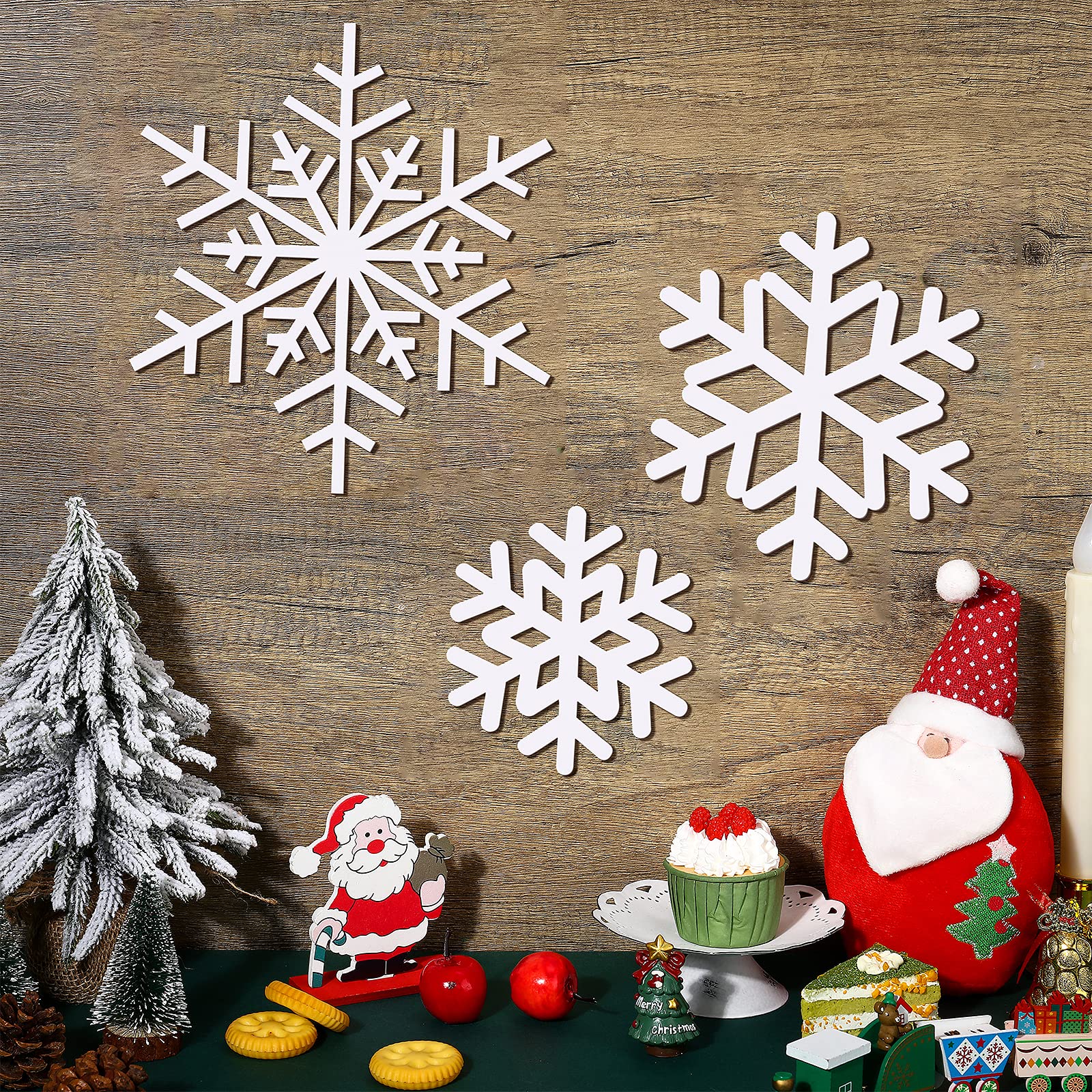 Amazon.com: 3 Pieces Wooden Snowflake Decor Winter Christmas Snowflake ...