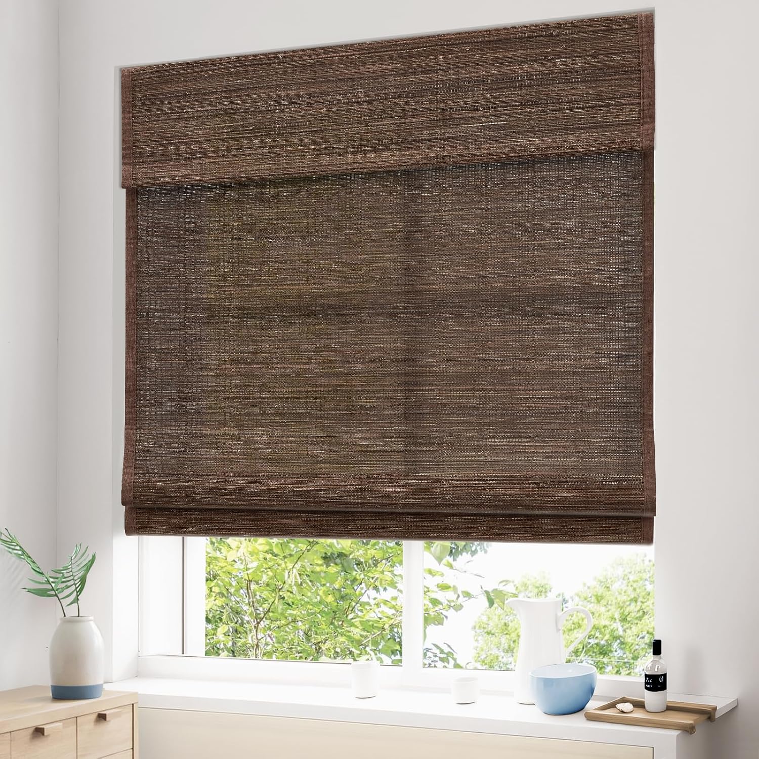 Amazon.com: Pasoun Cordless Roman Shades for Windows, Window Treatments ...