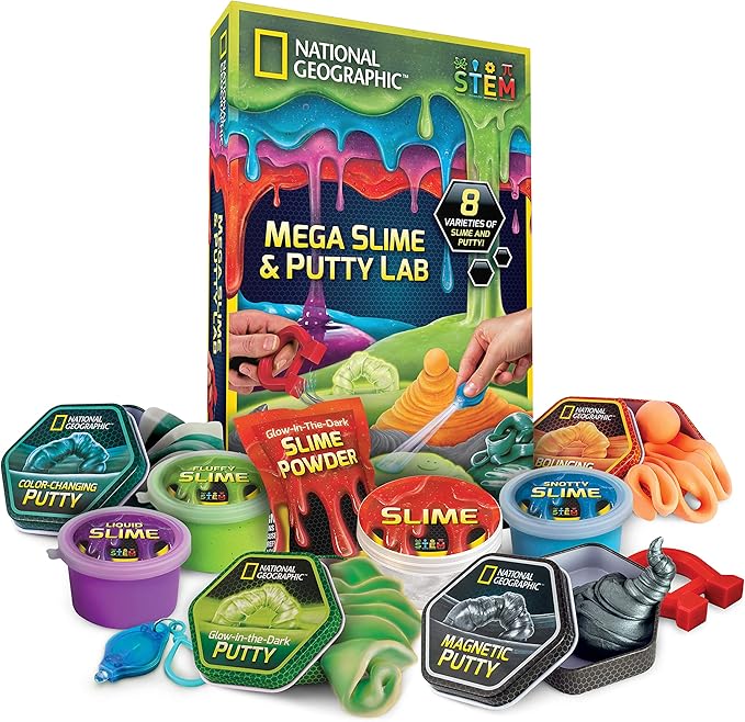 Amazon.com: NATIONAL GEOGRAPHIC Mega Slime & Putty Lab Kit - 4 Slimes ...