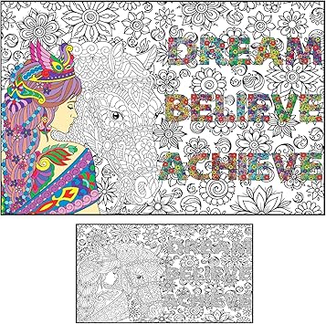 Amazon.com: Giant Coloring Poster for Adults and Kids - Motivational ...