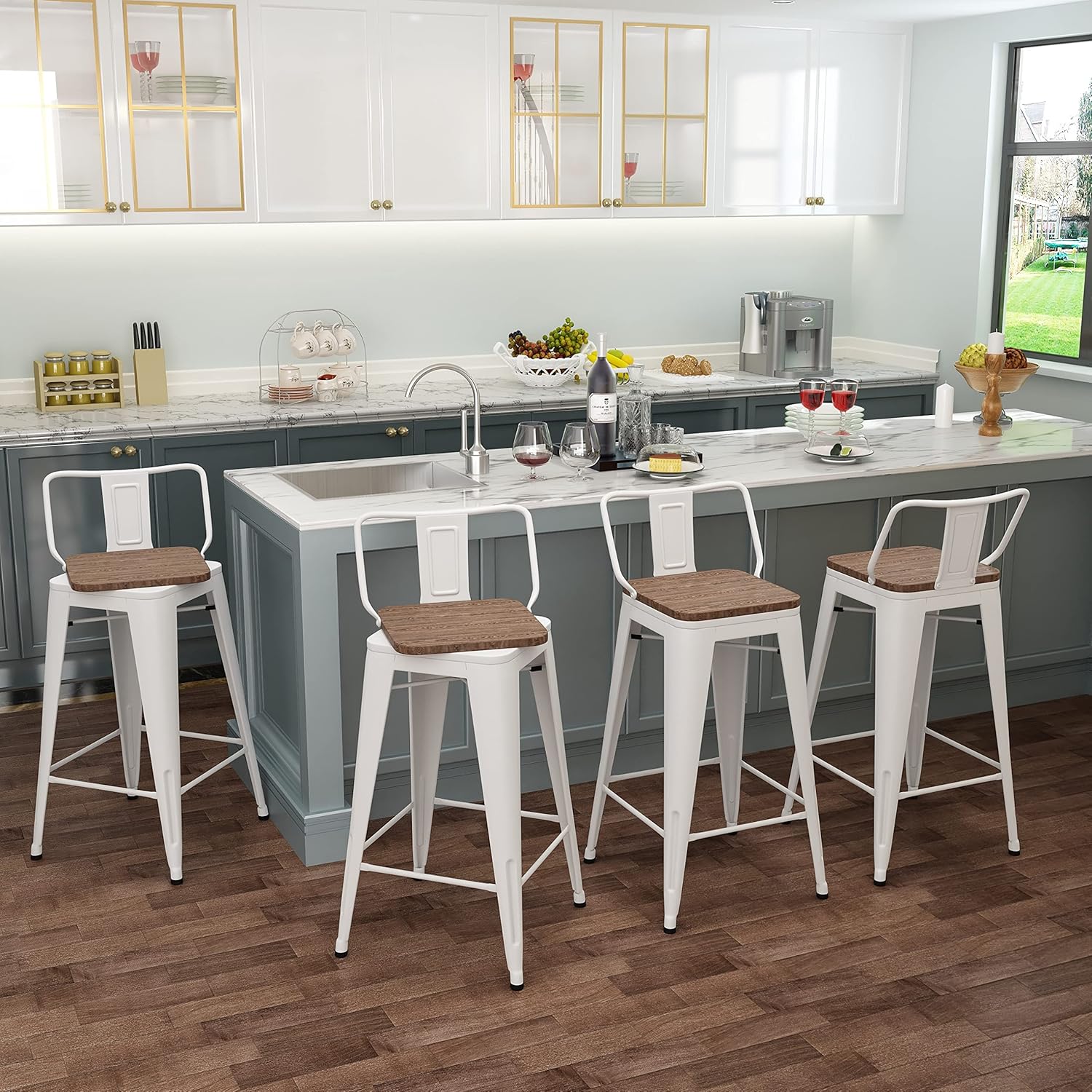 Amazon.com: Aklaus 30 Inch Swivel Bar Stools Set of 4 Metal Bar Stools ...