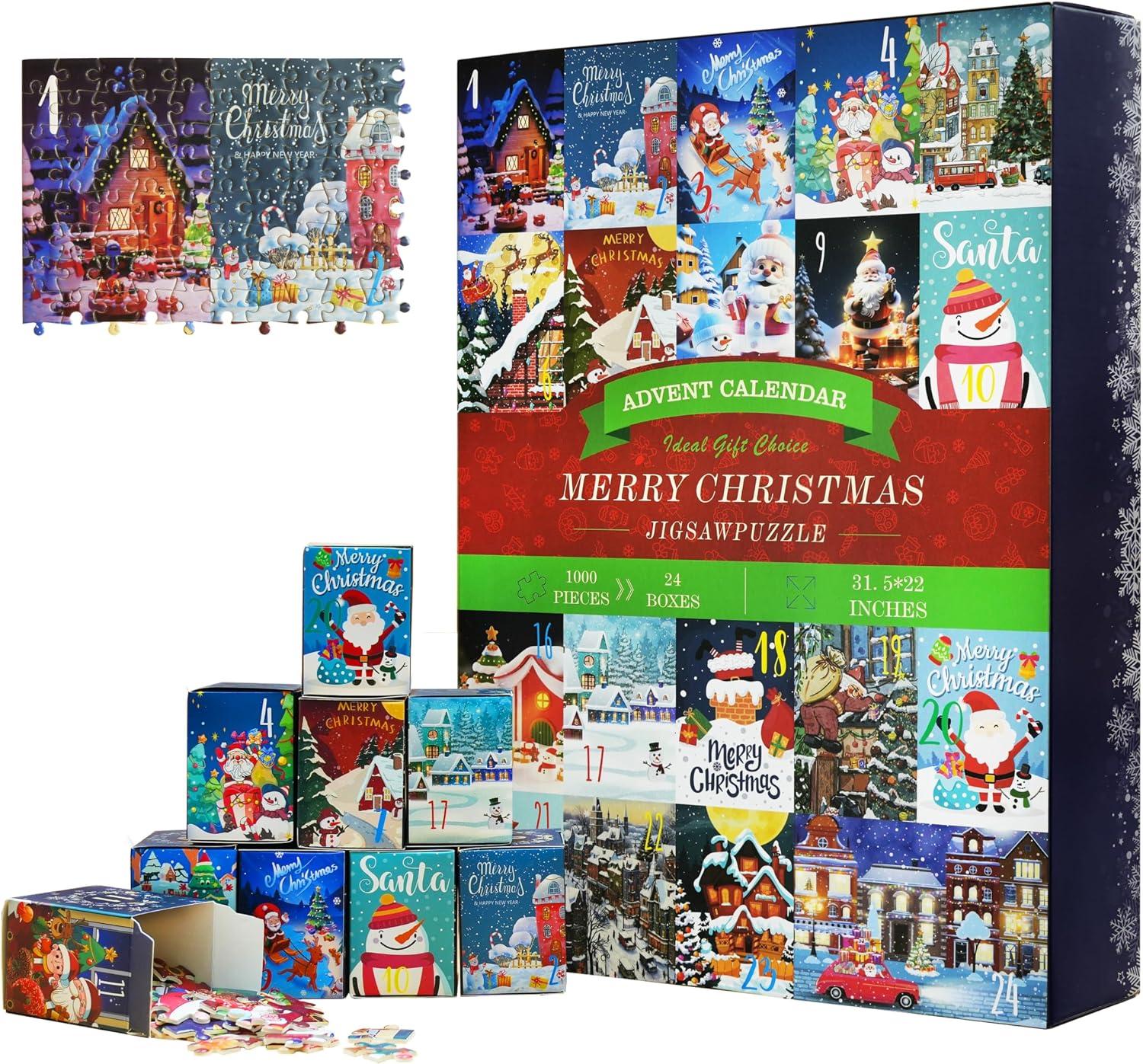 Amazon.com: Advent Calendar 2024 Christmas Jigsaw Puzzle - 24 Days ...