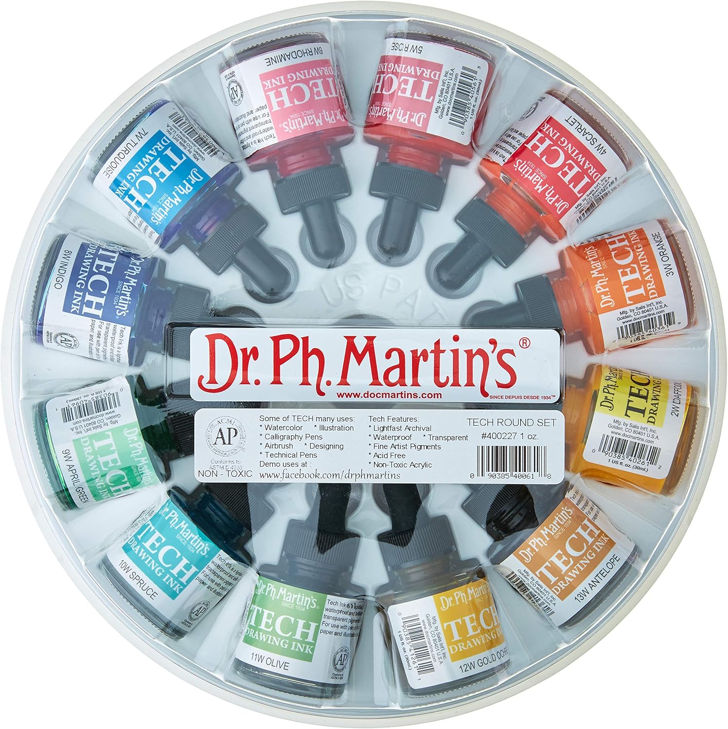 Amazon.com: Dr. Ph. Martin's TECH Drawing Ink (Set 1) Ink Bottle, 1.0 ...