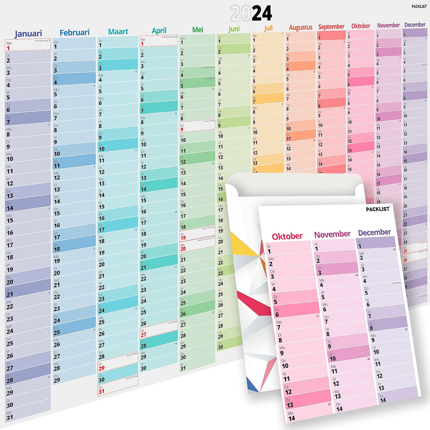 PACKLIST Jaarplanner Kalender 2024 XXL A1 Muurplanner kalender A1 ...