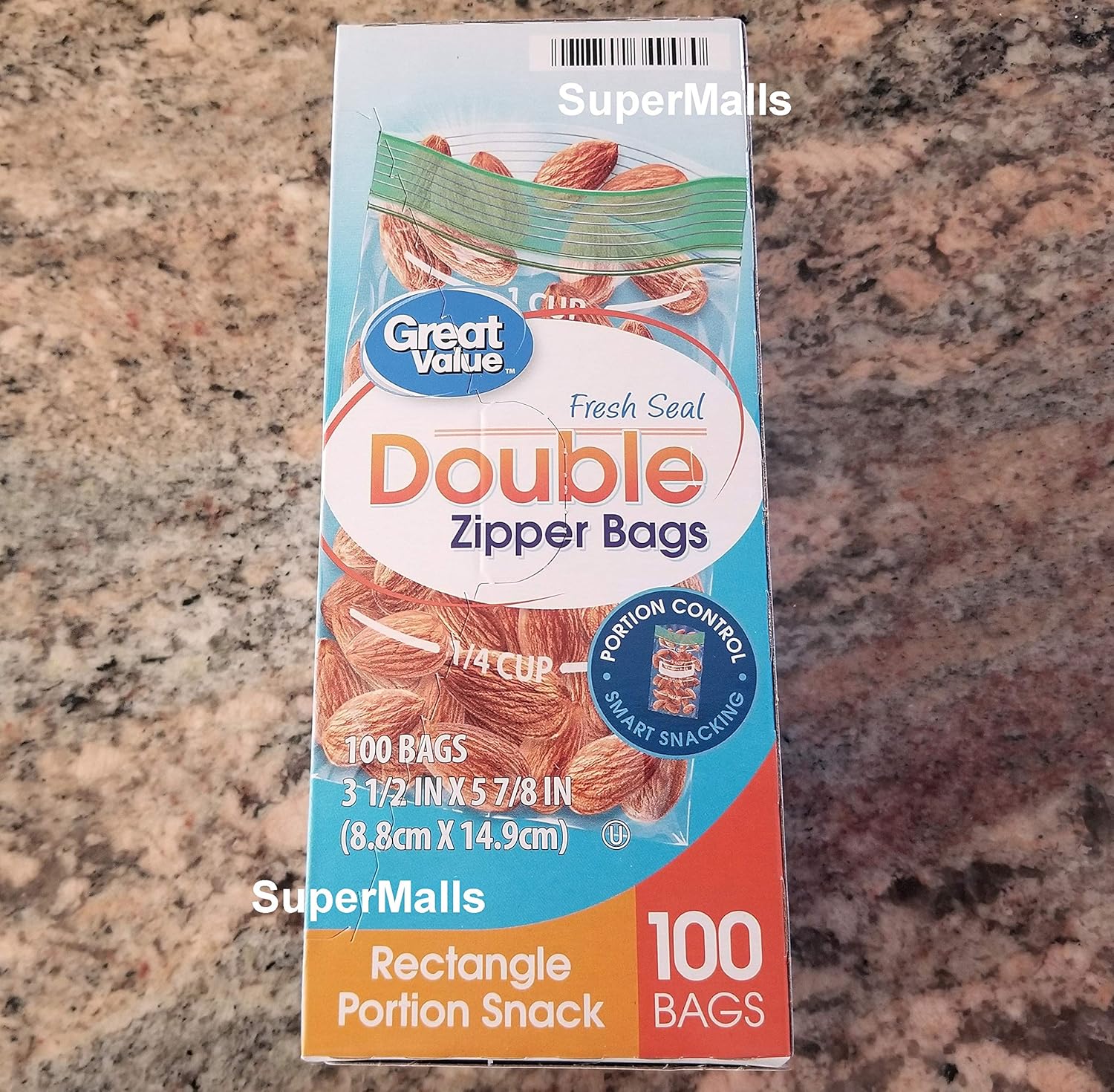 Amazon.com: Great Value Double Zipper Portion Pack Snack Bags, 100 Ct ...