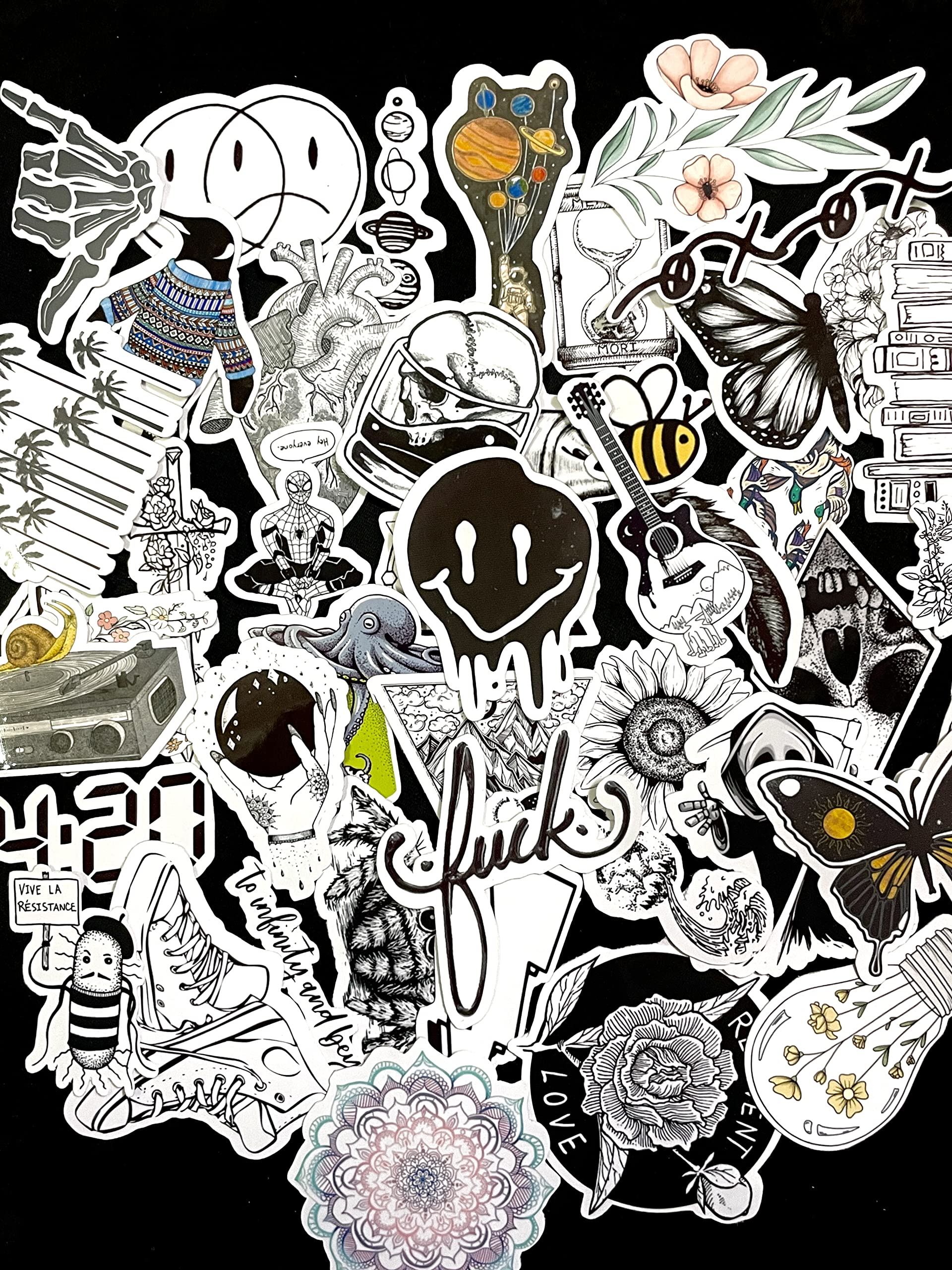 Sticker Fever 3M Vinyl 45 B&W Aesthetic Stickers for Laptop/Mobile ...