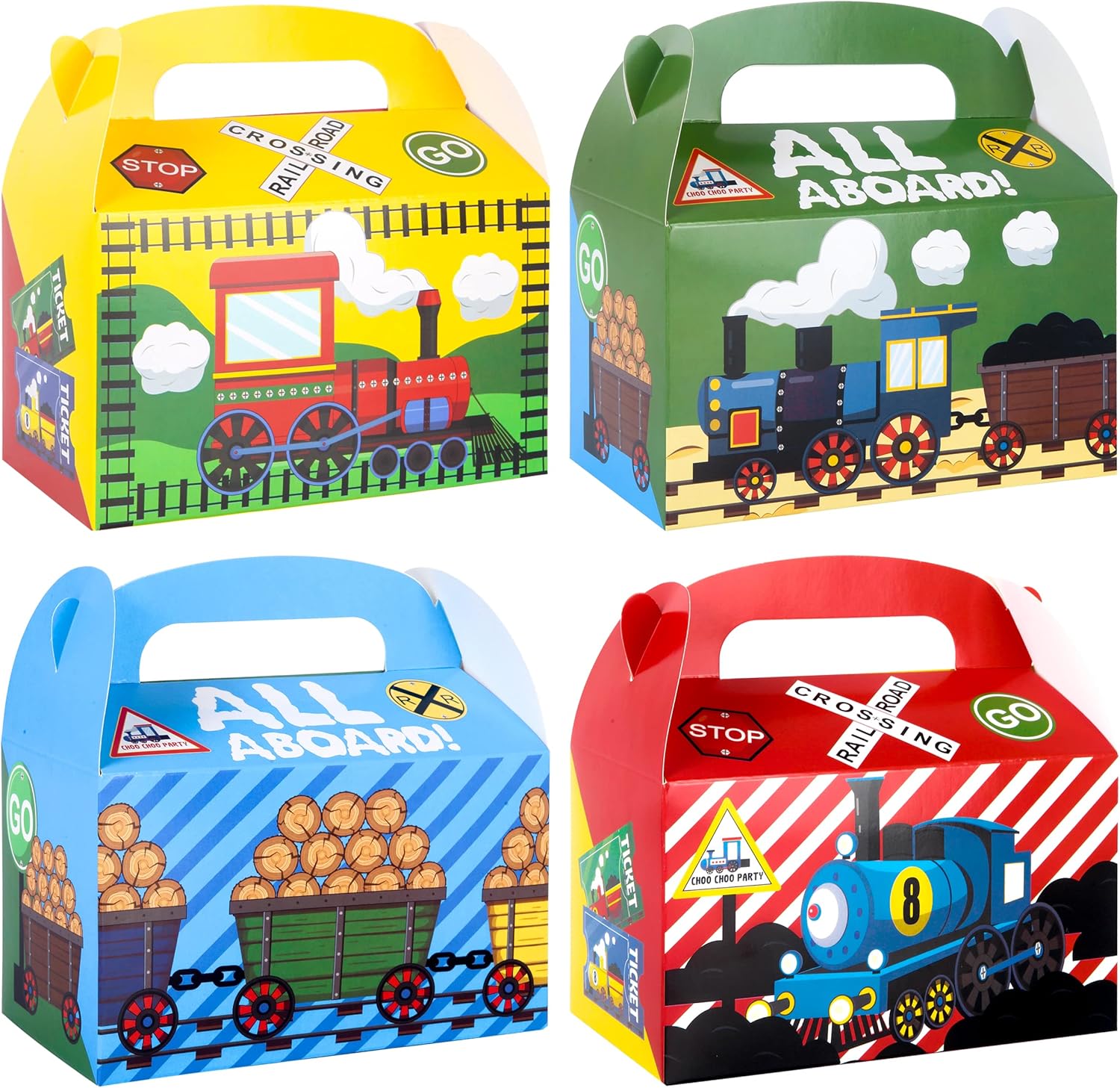 12pcs Railroad Train Crossing Party Gift Treat Boxes Steam Train Goodie ...