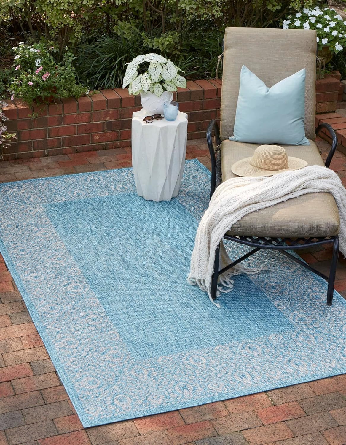 Amazon.com: Unique Loom Outdoor Border Collection Area Rug - Floral ...