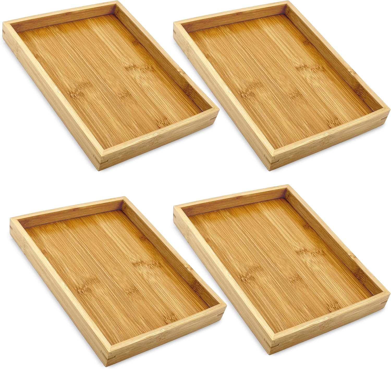 Amazon.com: Bam & Boo (4-Pack) Natural Bamboo Rectangle Serving ...