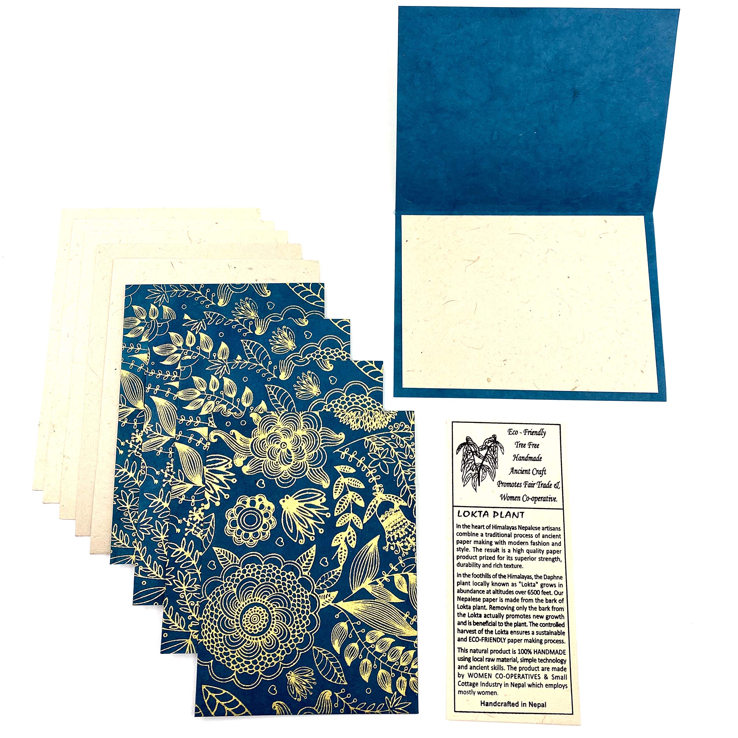 Amazon.com : Nepal Greeting Card and Envelope Set: Dark Teal and Gold ...
