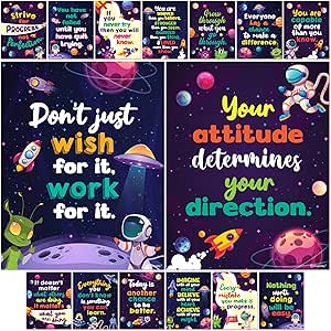 Decorably 15 Space Themed Motivational Poster for Kids Classroom ...