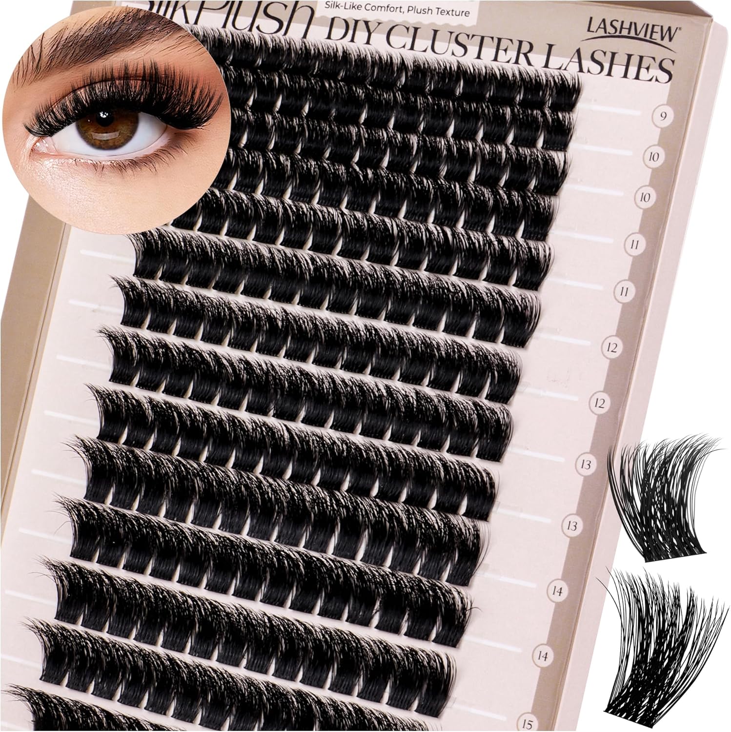 LASHVIEW Cluster Lashes D Curl Volume Eyelash Clusters 9-16mm Mix ...