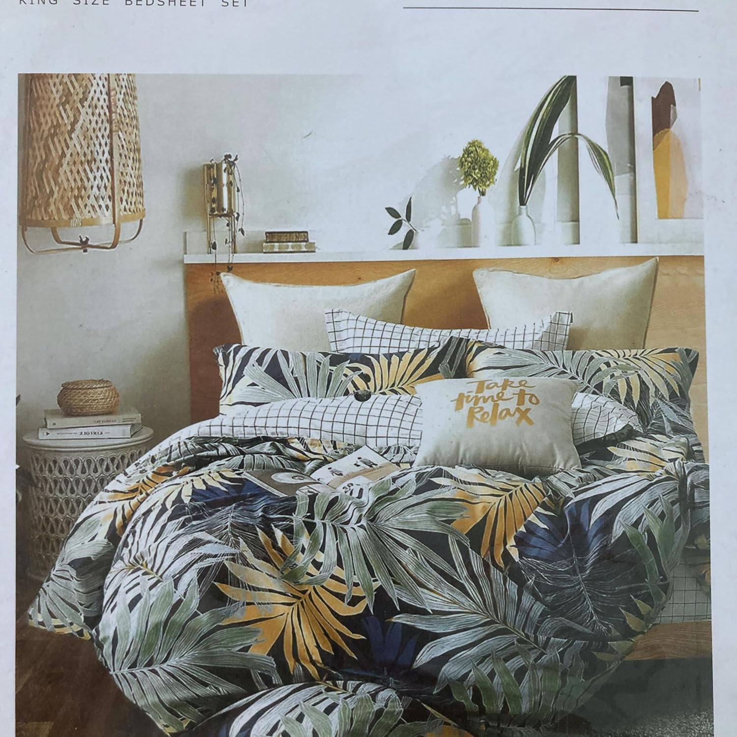 Buy Lotus Stallions Linen Double Bedsheet Set King Size (Style3) Online ...