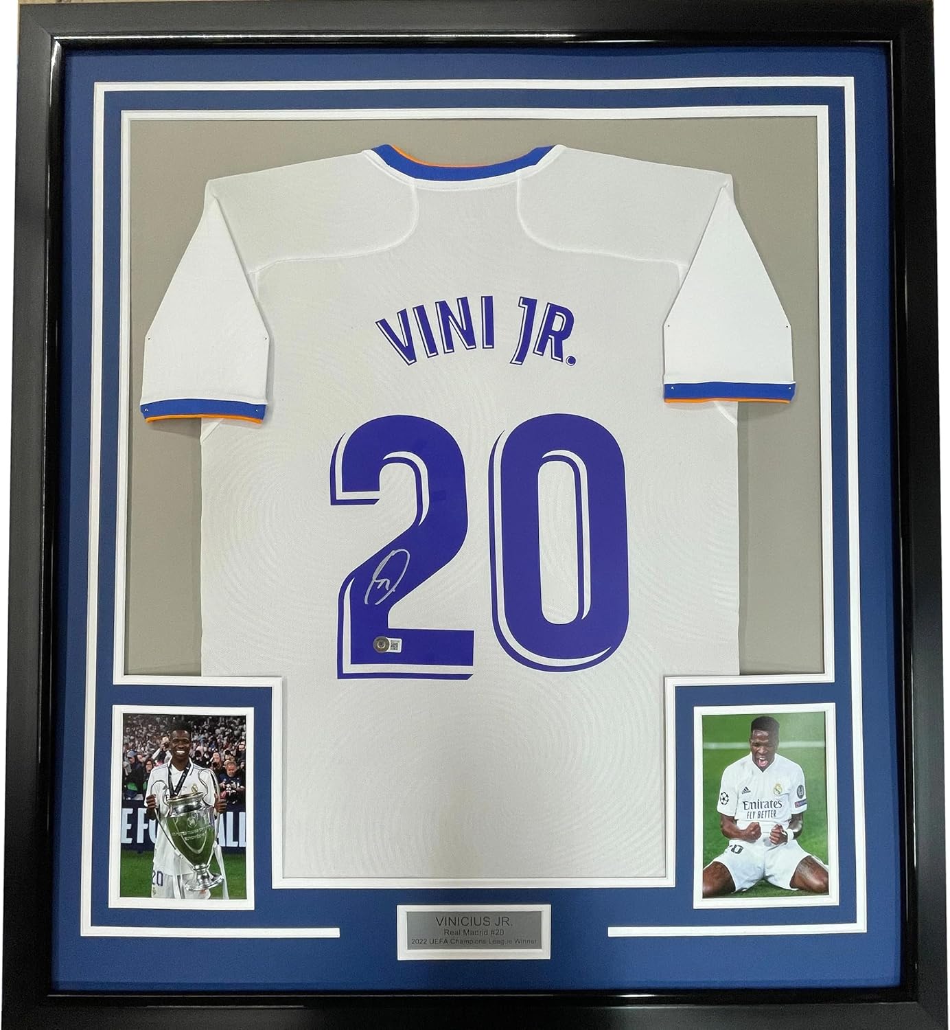 Framed Autographed/Signed Vini Vinicius Jr. 35x39 Real Madrid White ...