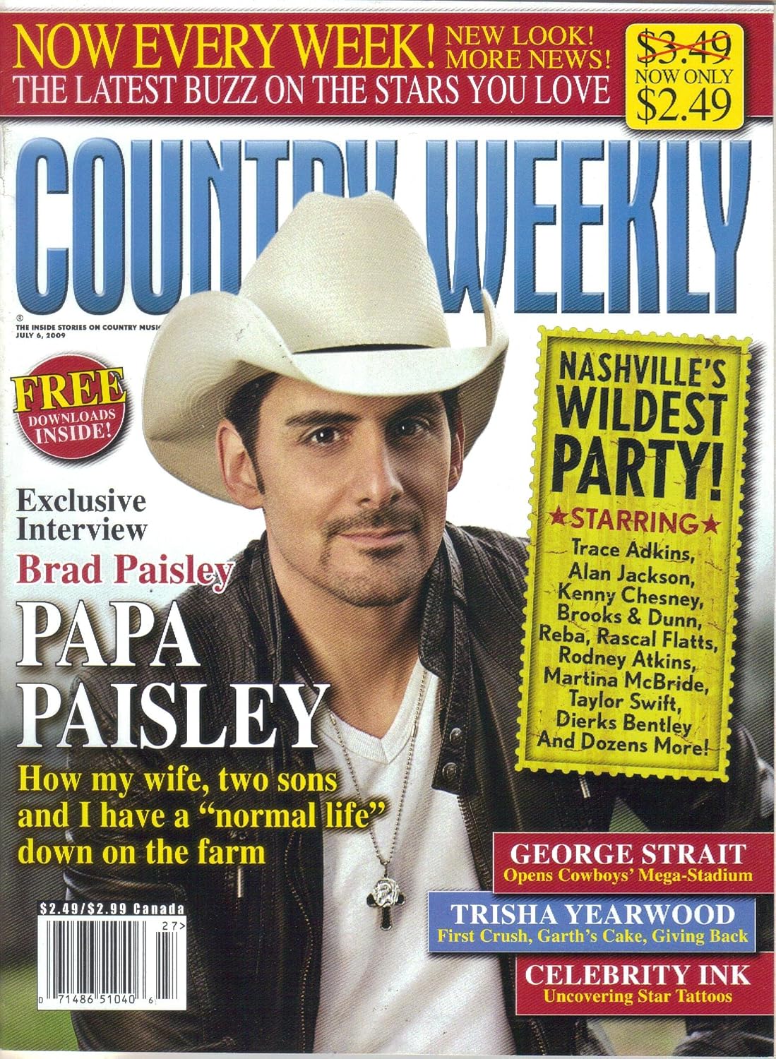 Country Weekly Magazine, July 6 2009 (Vol 16, No 21) Brad 'Papa ...