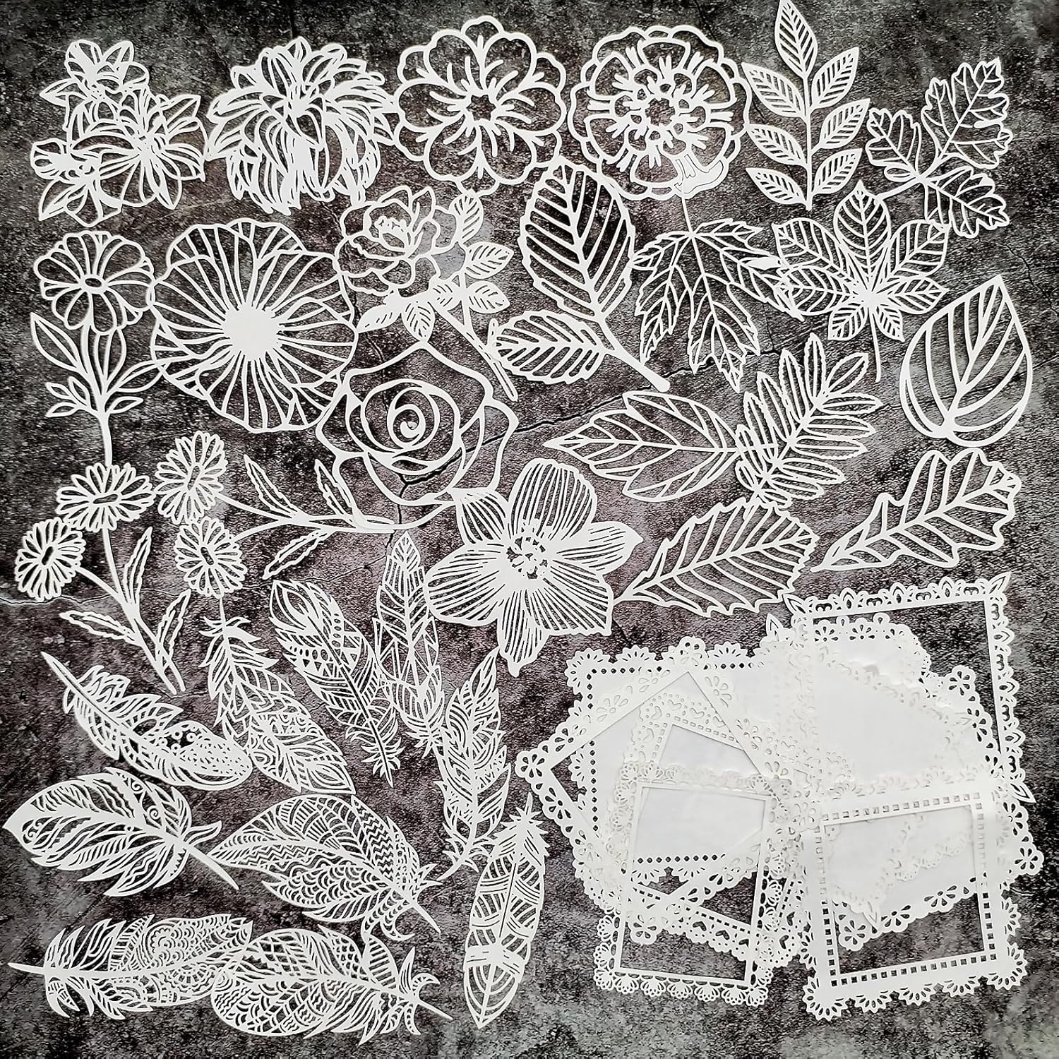 Amazon.com: Japleed 40pcs Lace Scrapbooking Supplies Cutout Scrapbook ...