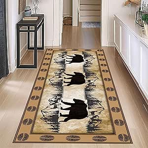 Amazon.com: RUGROOM Rustic Lodge Wildlife Runner Rug Lodge Style Rustic ...