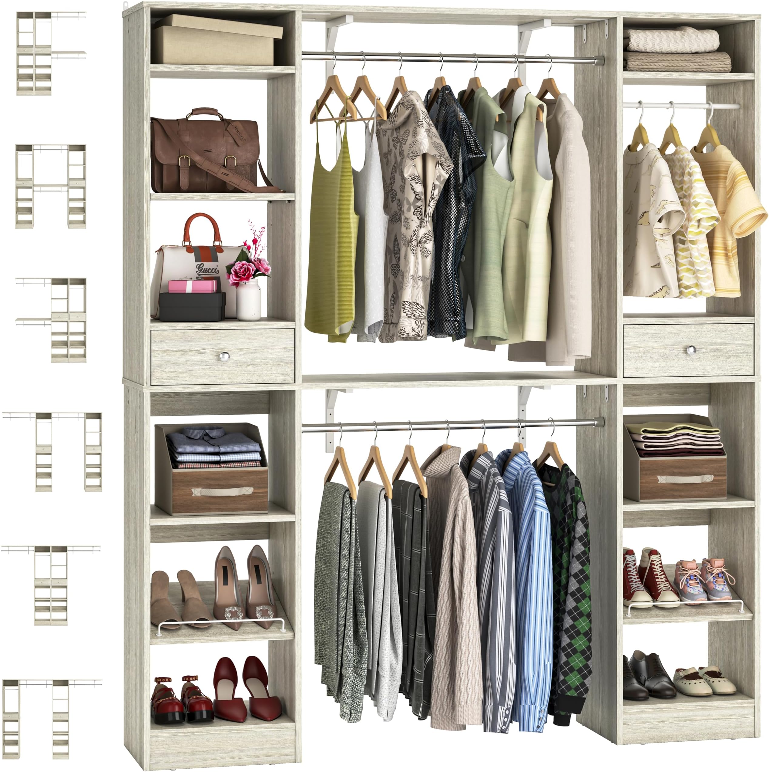 Amazon.com: Unikito 58" W - 90" W Closet System, Large Walk in Closet ...
