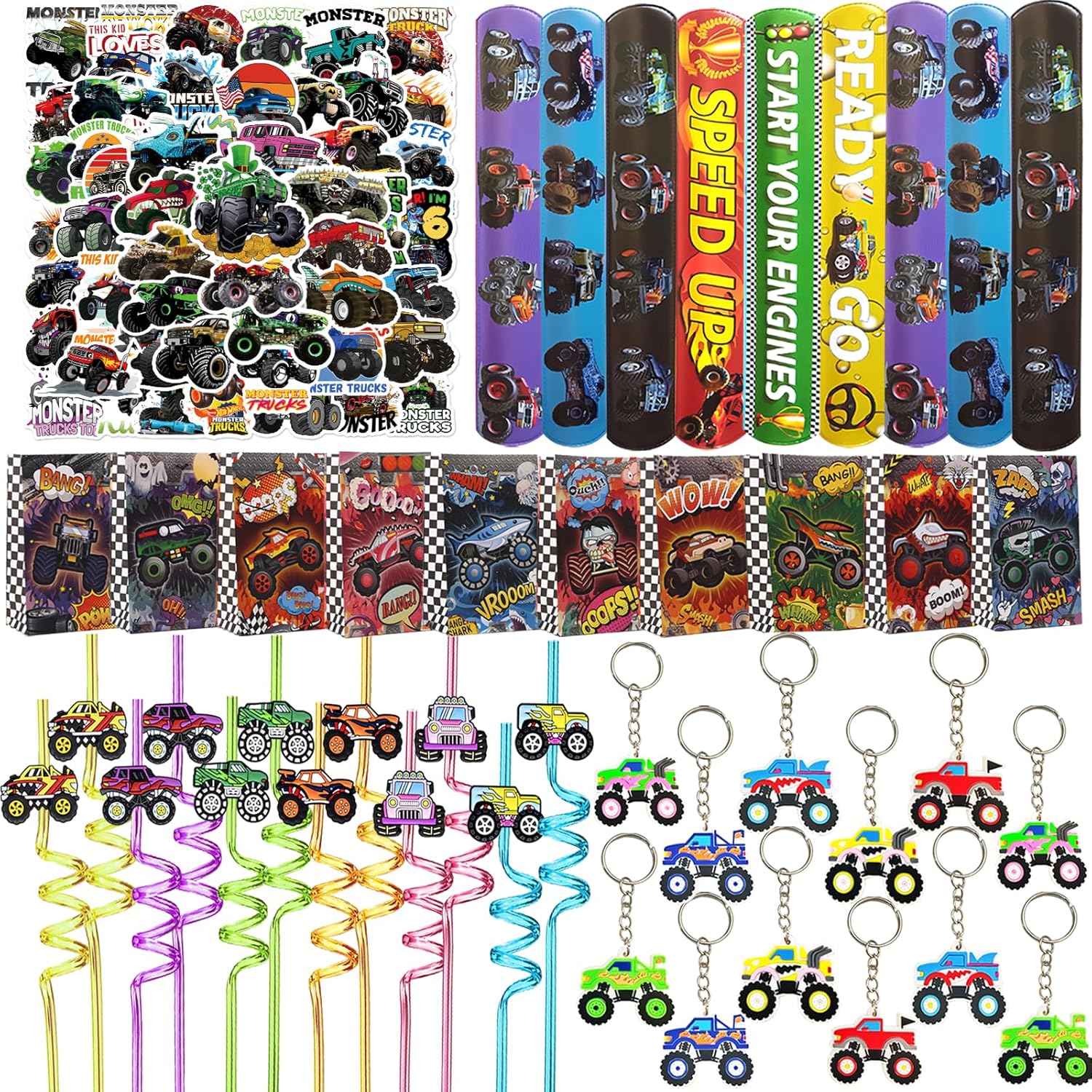 Amazon.com: 110PCS Monster Truck Party Favors Set,Monster Jam Birthday ...