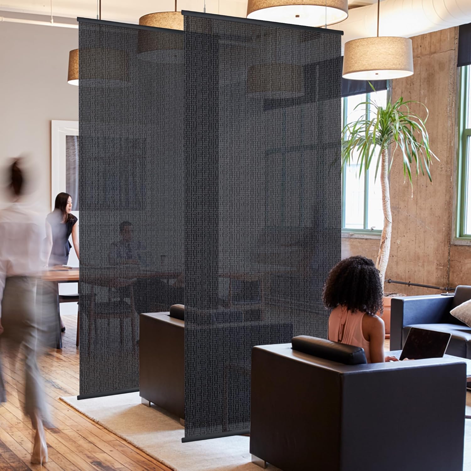 Amazon.com: DECOLAB Hanging Room Divider, Sheer Fabric Ceiling ...