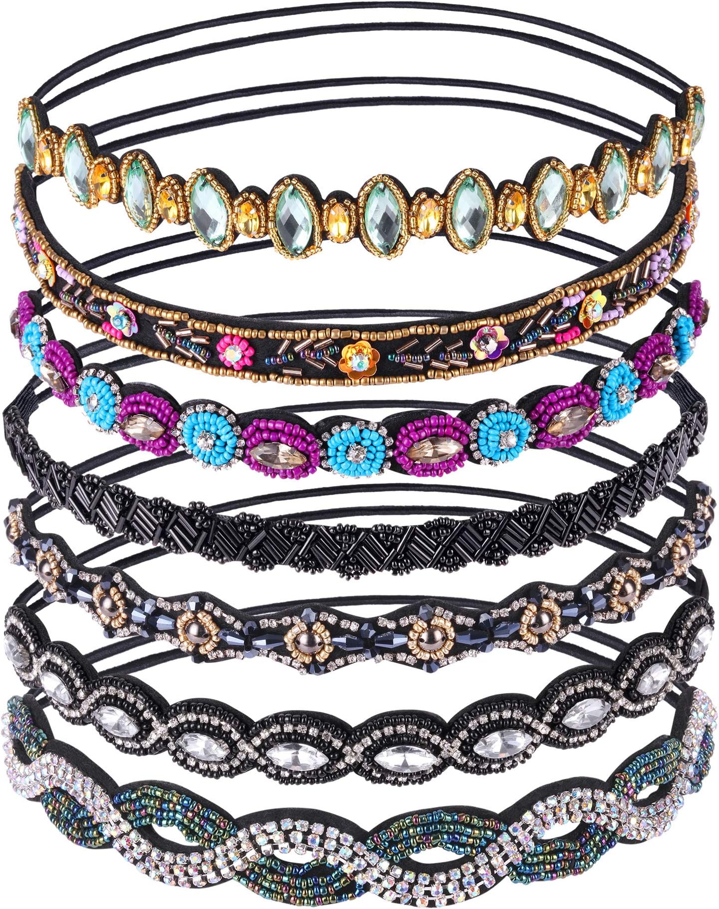 Amazon.com : Teenitor 5pcs Hairbands for Women, 5 Rhinestone Beaded ...