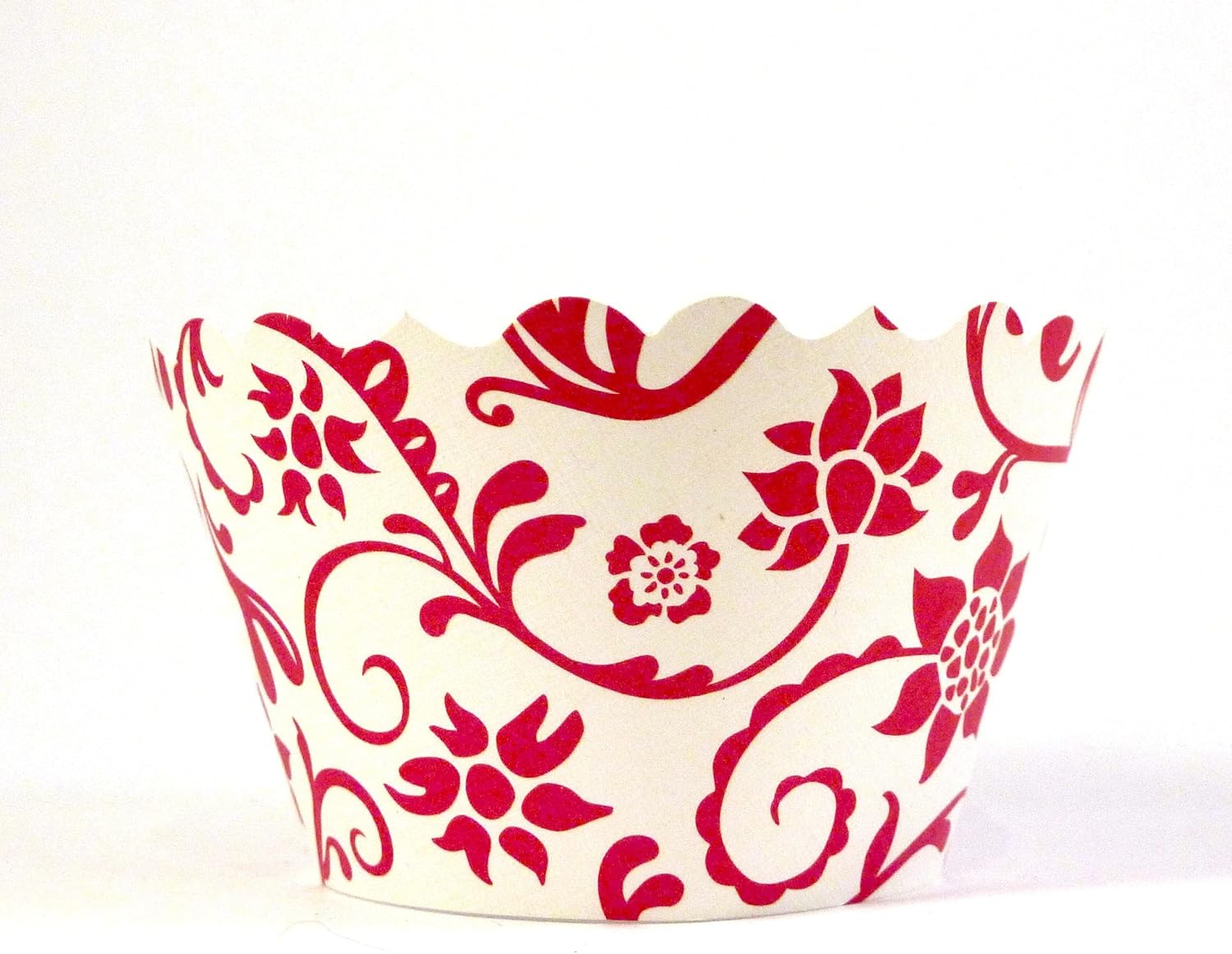 Amazon.com: Bella Couture Hannah Floral Cupcake Wrappers, Red/White ...