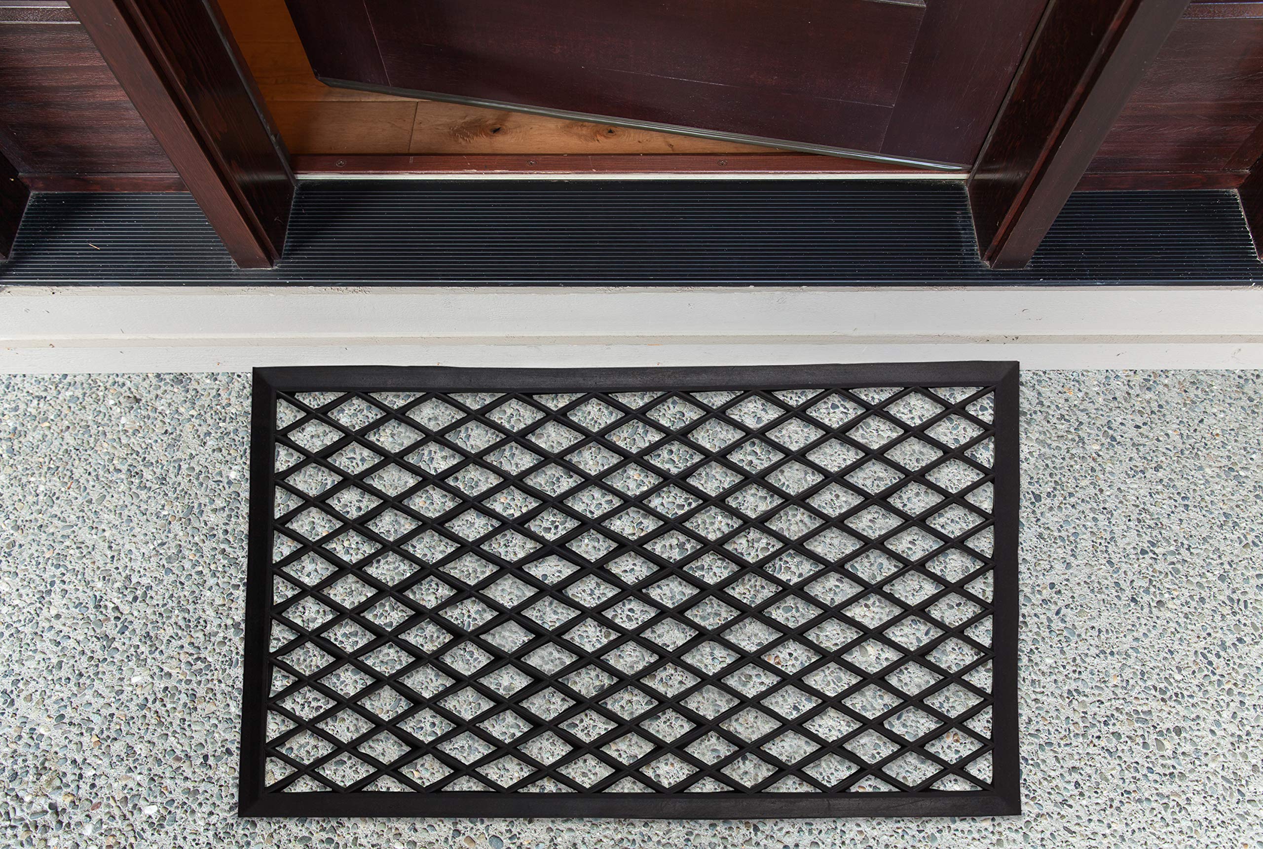 DII Rubber Doormats Collection All Weather, 18x30, Diamond Lattice
