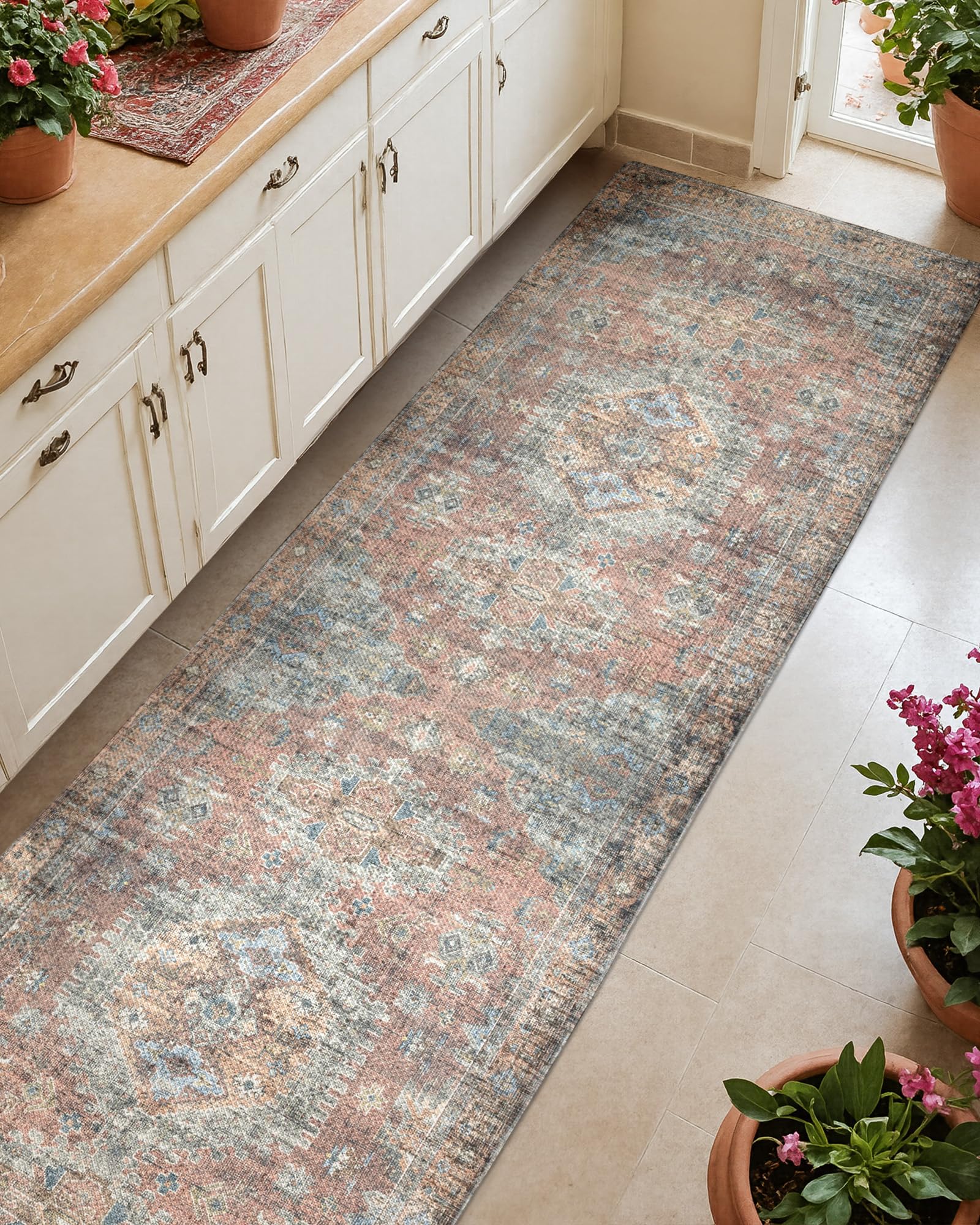 Amazon.com: Color&Geometry Boho Kitchen Rugs Non Slip Washable 24"x87 ...