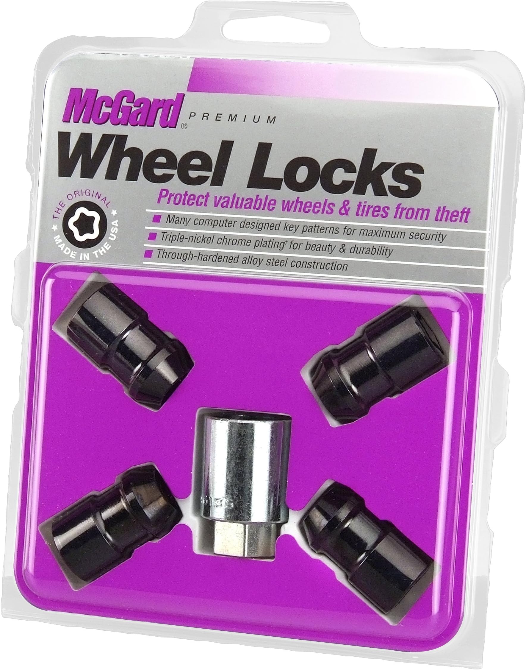 McGard 24026 Chrome/Black Cone Seat Wheel Locks, M12 x 1.5 Thread Size ...
