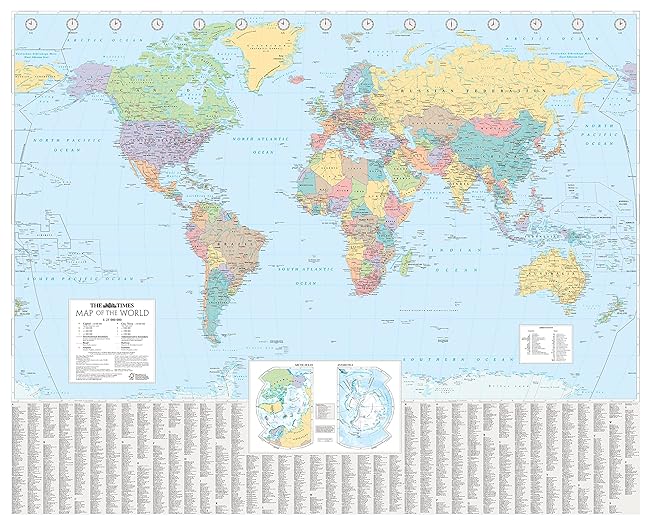 The Times World Wall Laminated Map: Times Atlases: 9780007326891 ...