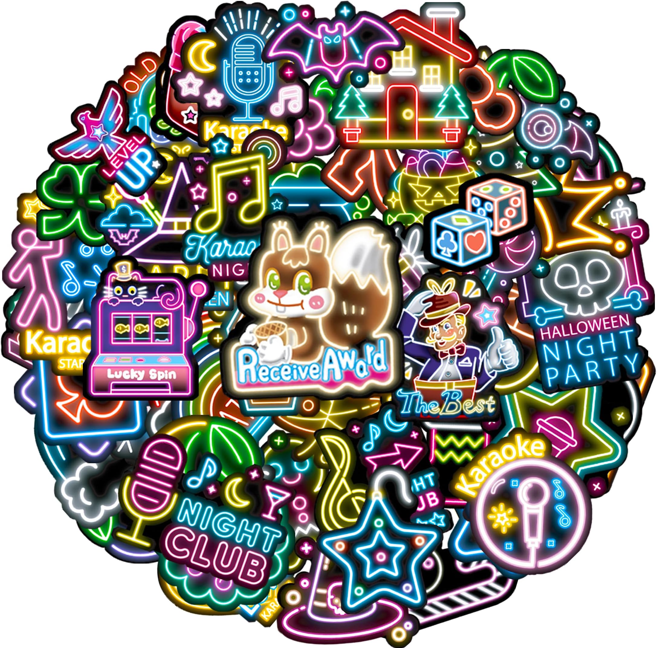 Amazon.com: Neon Water Bottle Stickers for Kids, 59 PCS Vinyl ...