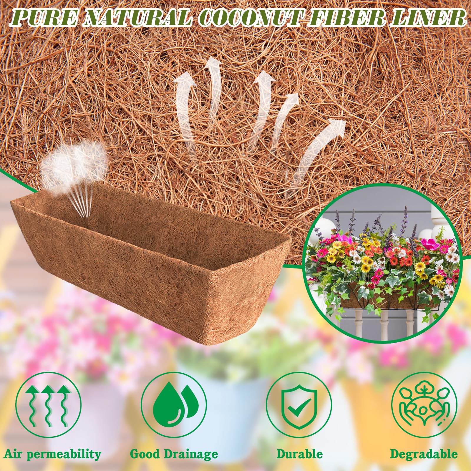 Snapklik.com : 3PCS 36 Inch Coco Liner 100% Natural Through Coco Liners ...