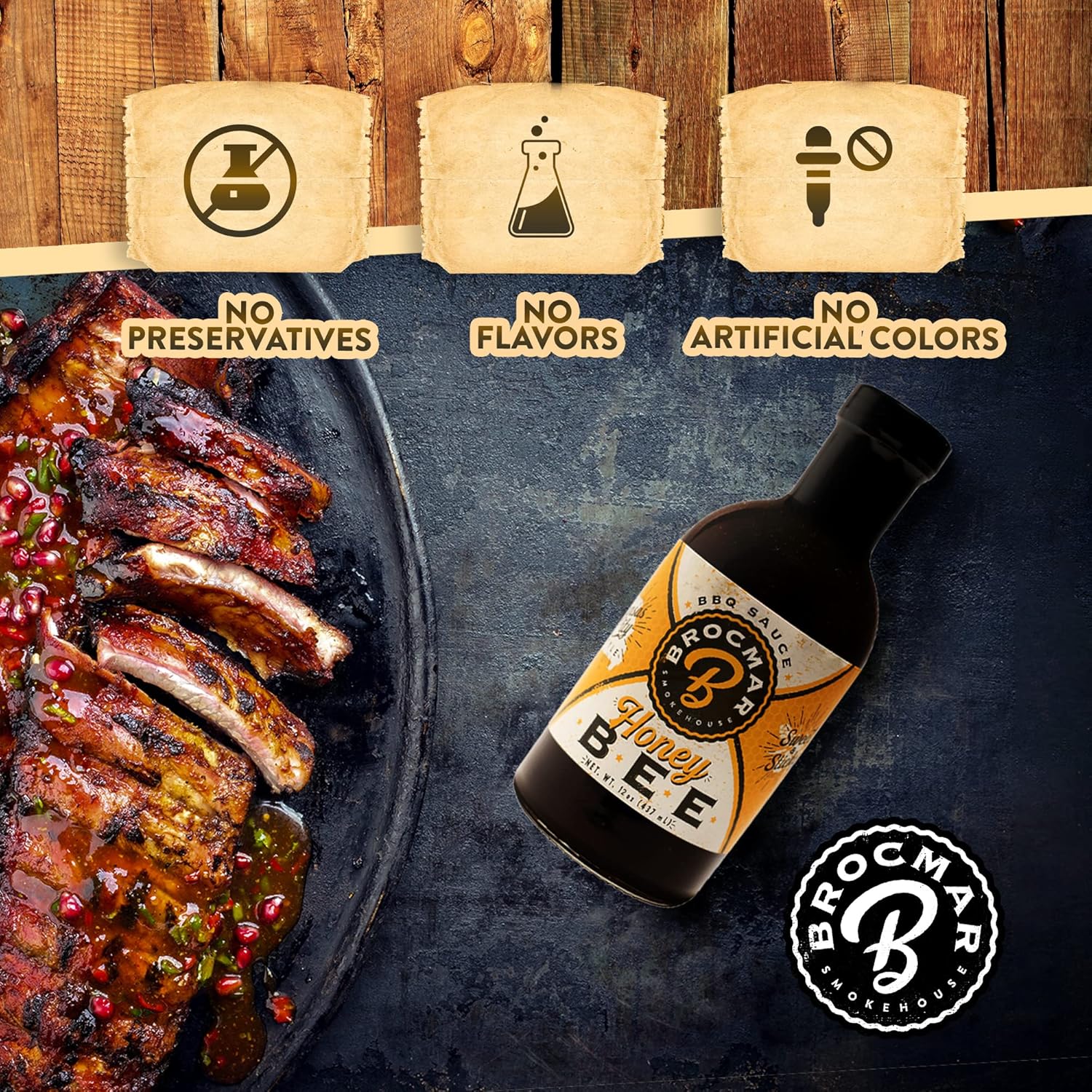Buy Brocmar Smokehouse Honey Bee Craft BBQ Sauce, Sweet and Sticky ...