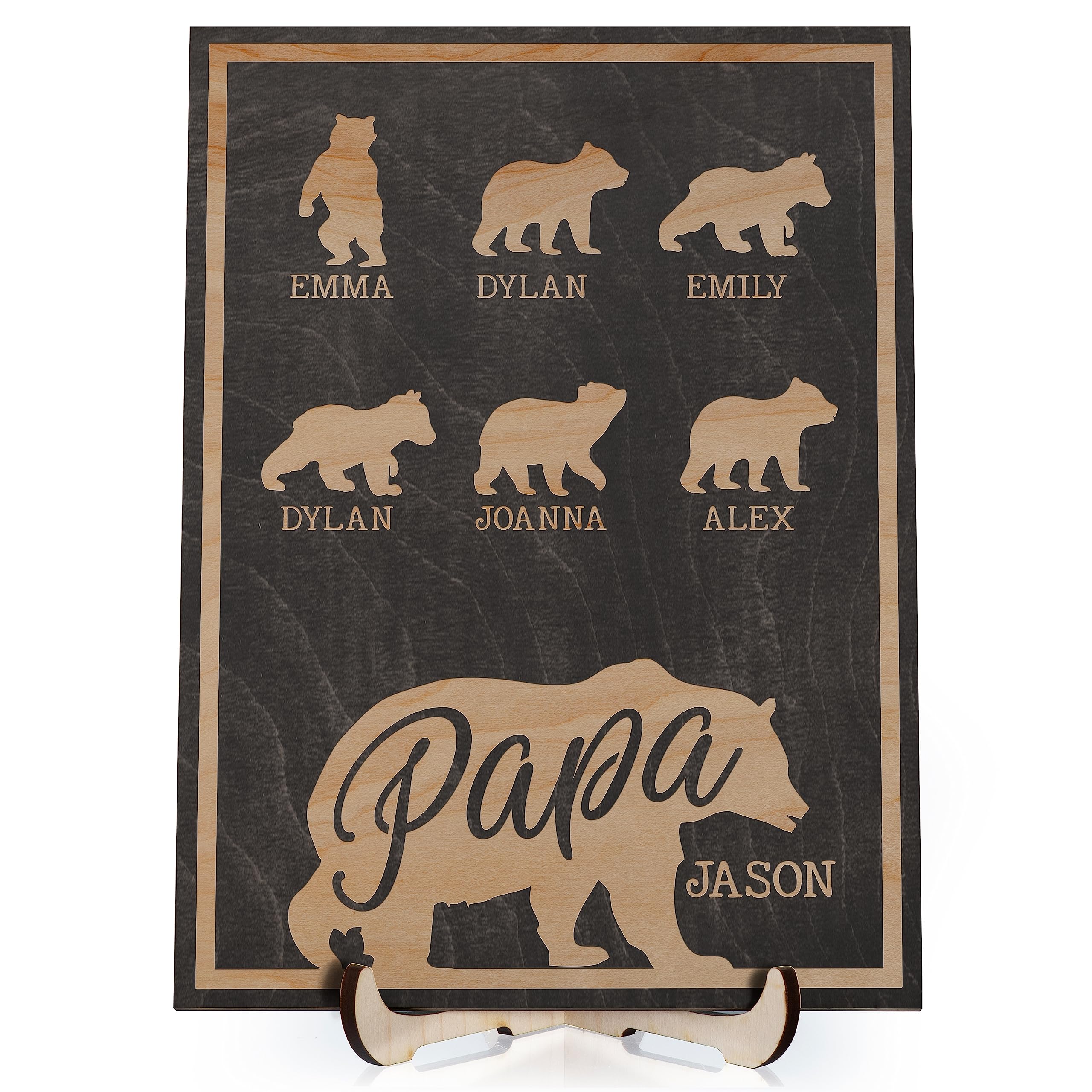 Amazon.com: Personalized Papa Bear Sign with Kids Names, Engraved Wood ...