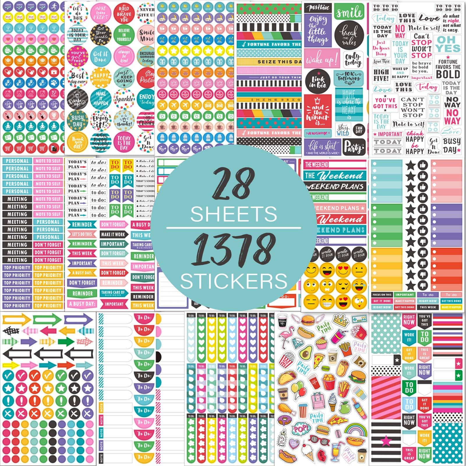 Amazon.com: Colorful Combo Weekly Planner Stickers Set - 78 Sheets of ...