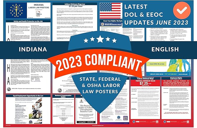 Amazon.com : Labor Law Posters 2023 - Indiana Labor Law Poster State ...